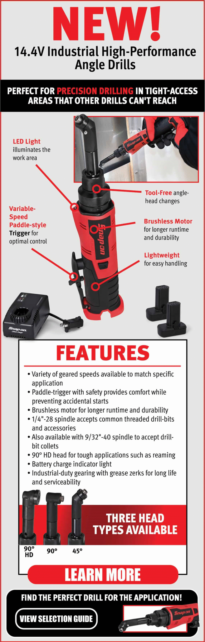 Compact Cordless Angle Drill for Tight Spaces - Snap-onSnap-on